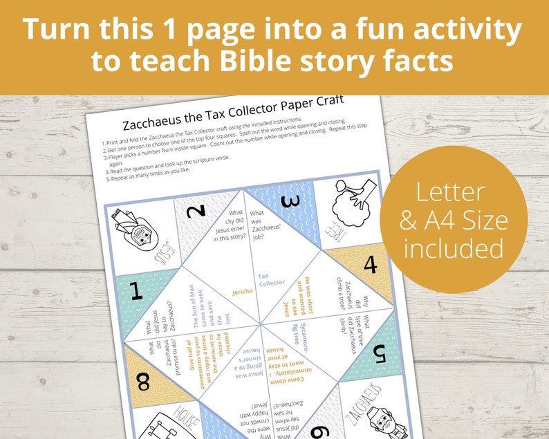 Zacchaeus Craft, Fortune Teller, Cootie Catcher, Zacchaeus the Tax ...