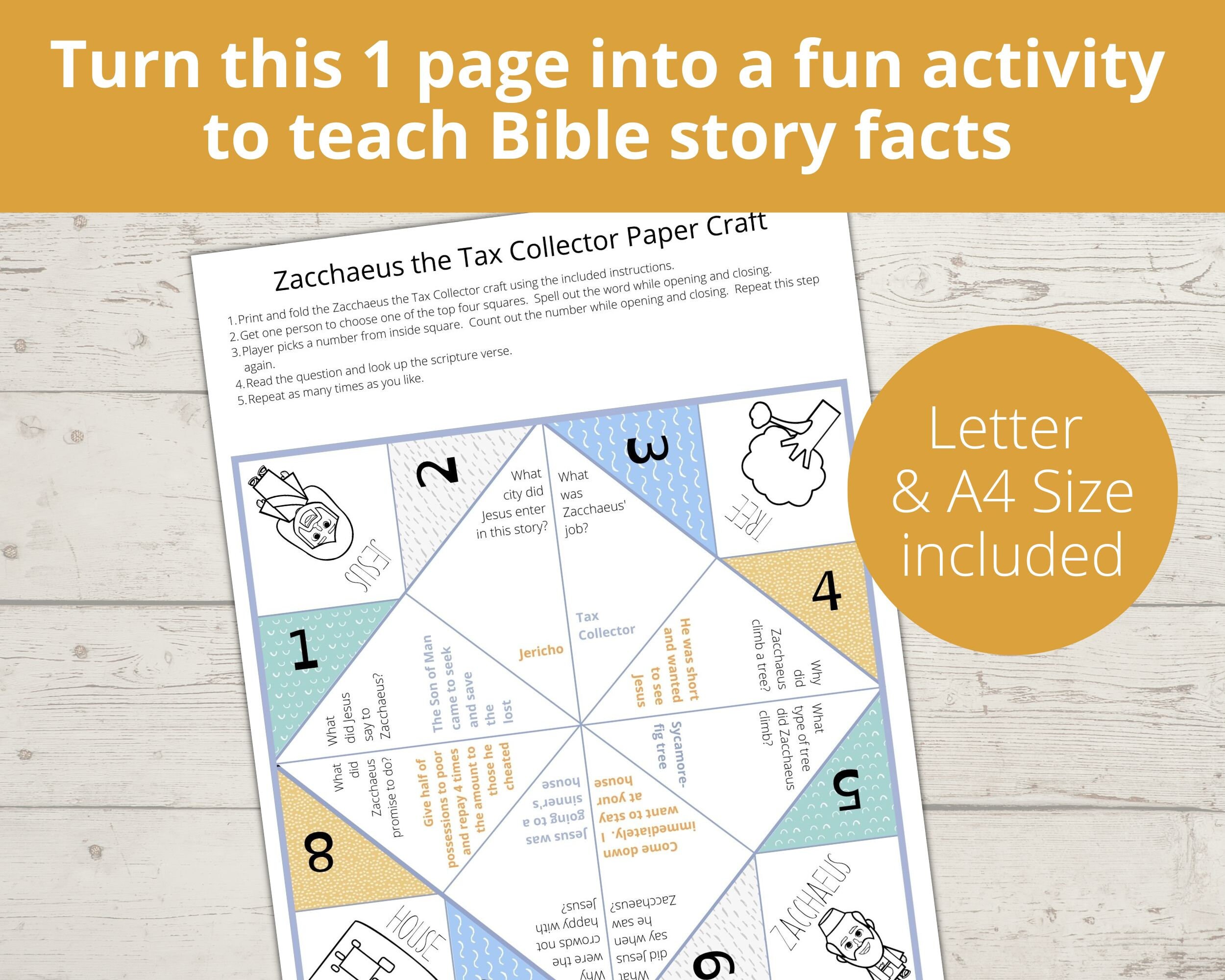 Zacchaeus Craft, Fortune Teller, Cootie Catcher, Zacchaeus the Tax ...