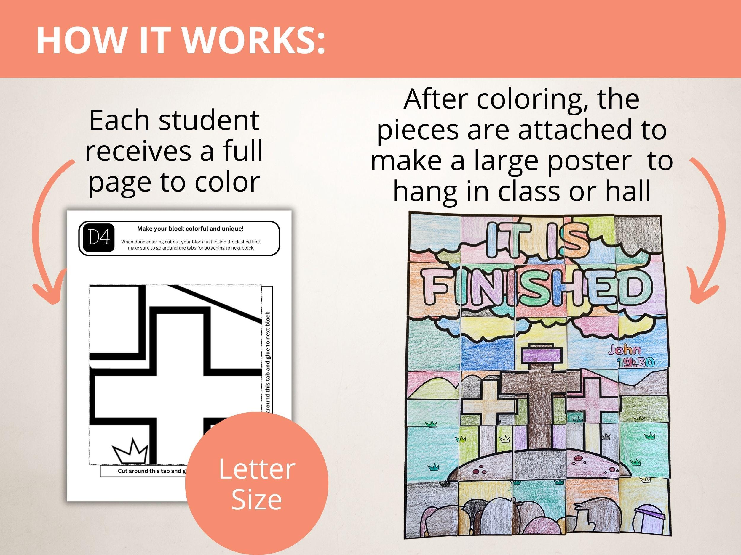 It is Finished, Easter Coloring Pages, Bible Collaborative Posters ...