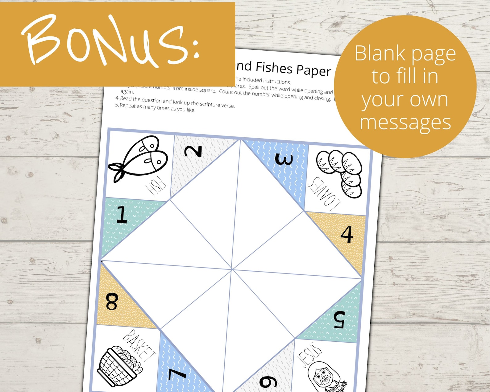 Loaves and Fishes Craft, John 6 Bible Story Activity, Fortune Teller ...