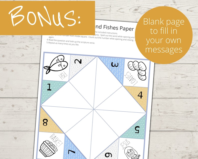 Loaves and Fishes Craft, John 6 Bible Story Activity, Fortune Teller ...