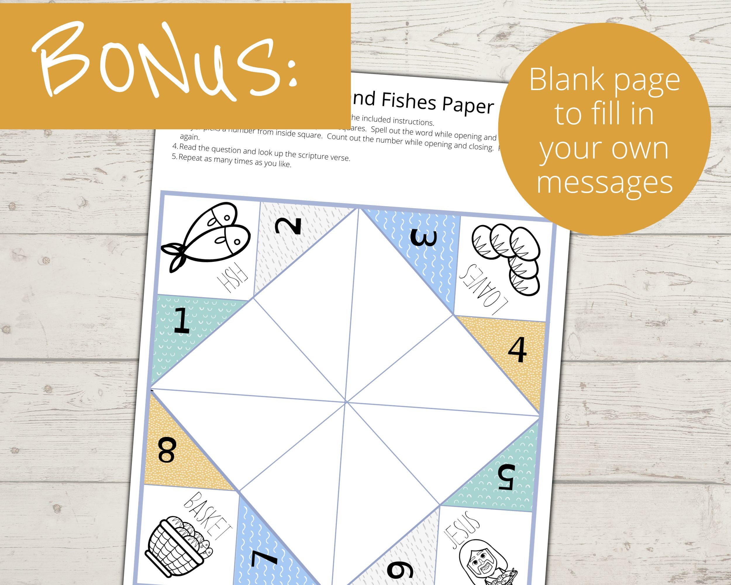 Loaves and Fishes Craft, John 6 Bible Story Activity, Fortune Teller ...