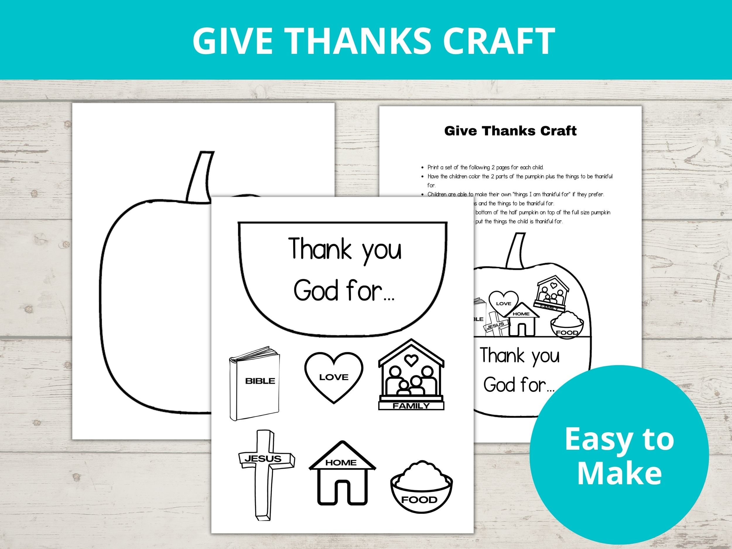 Give Thanks to the Lord, Bible Story Activity, Sunday School Craft ...