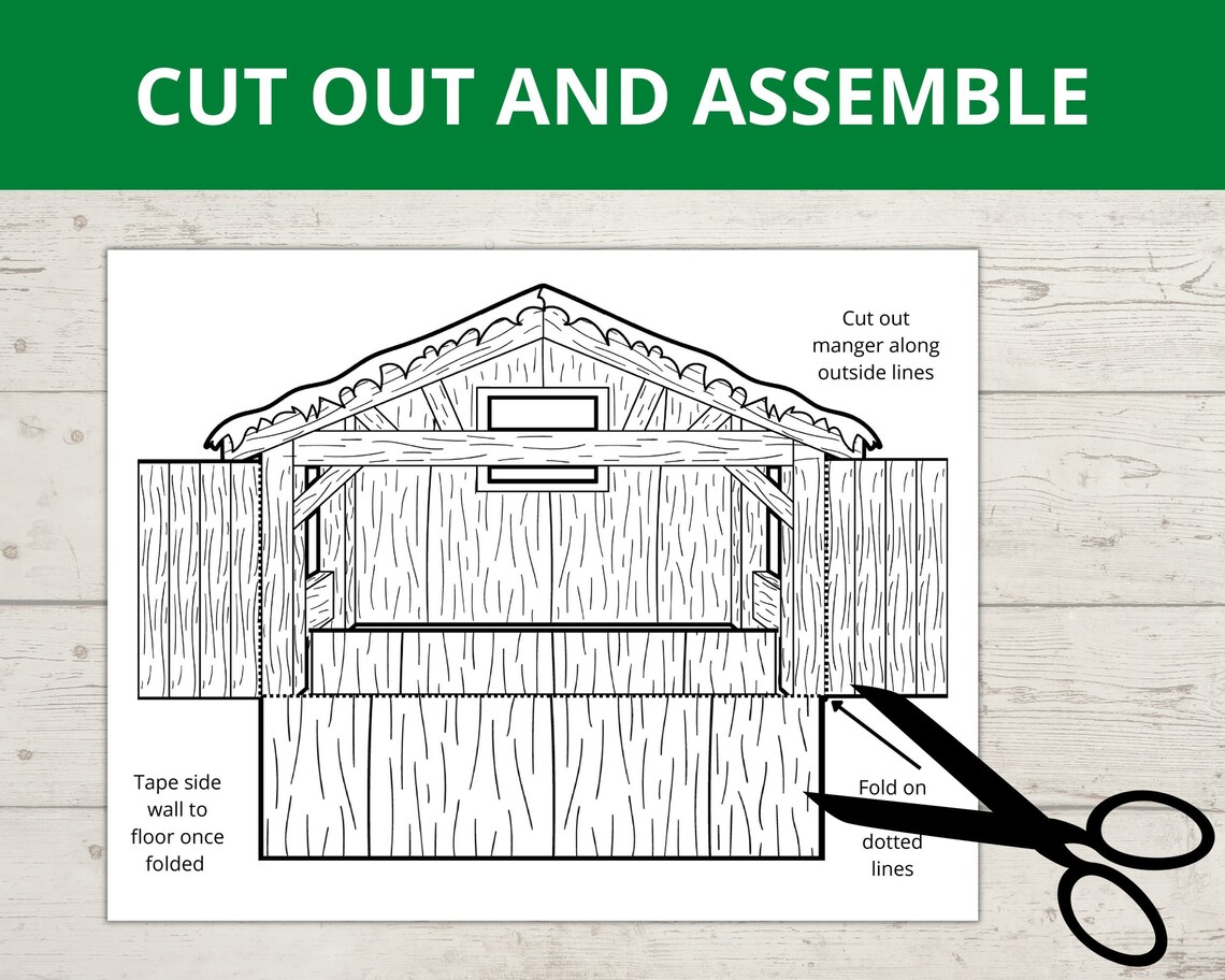 Christmas Nativity Scene Cut Outs, Printable Nativity Craft, Nativity ...