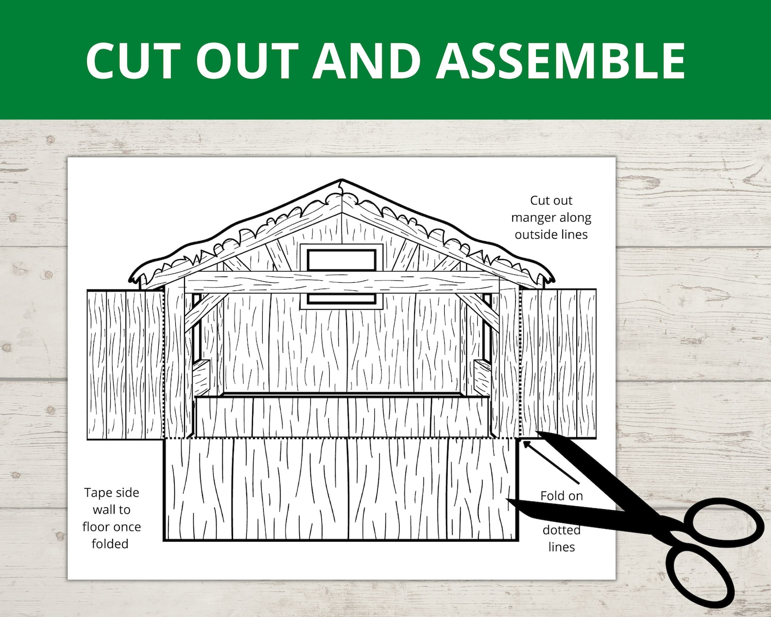 Christmas Nativity Scene Cut Outs, Printable Nativity Craft, Nativity ...