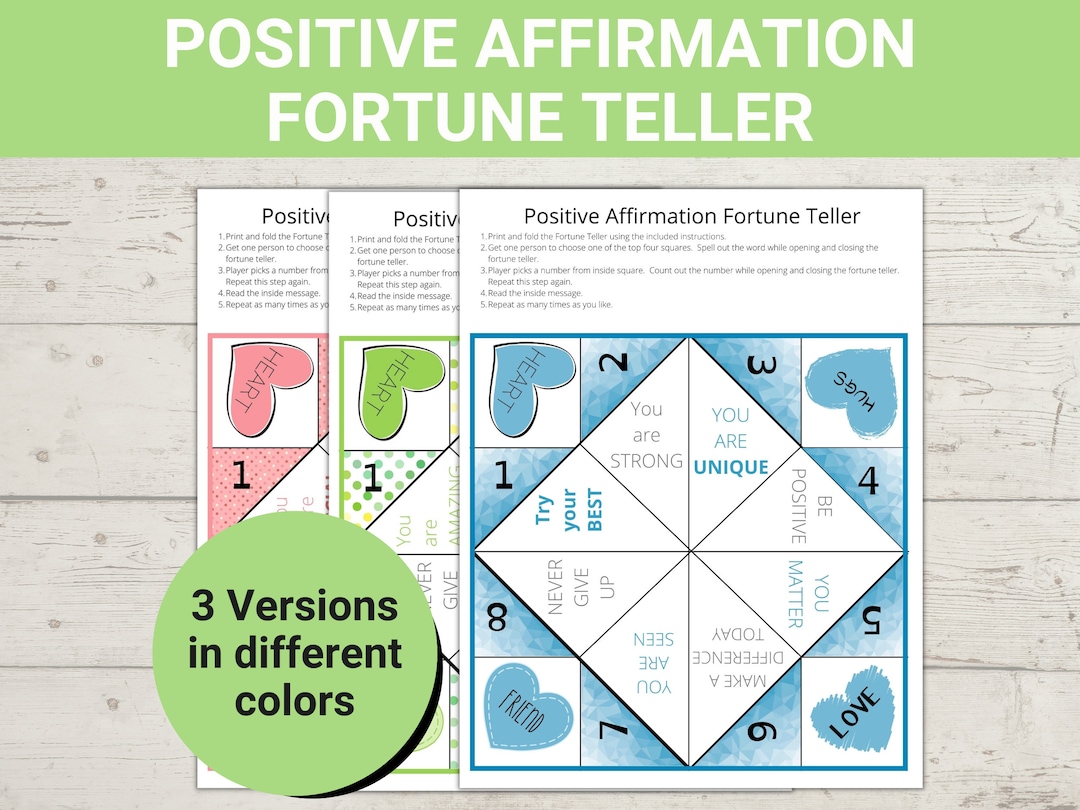Positive Affirmation Fortune Teller, Affirmation Cards, Cootie Catcher ...