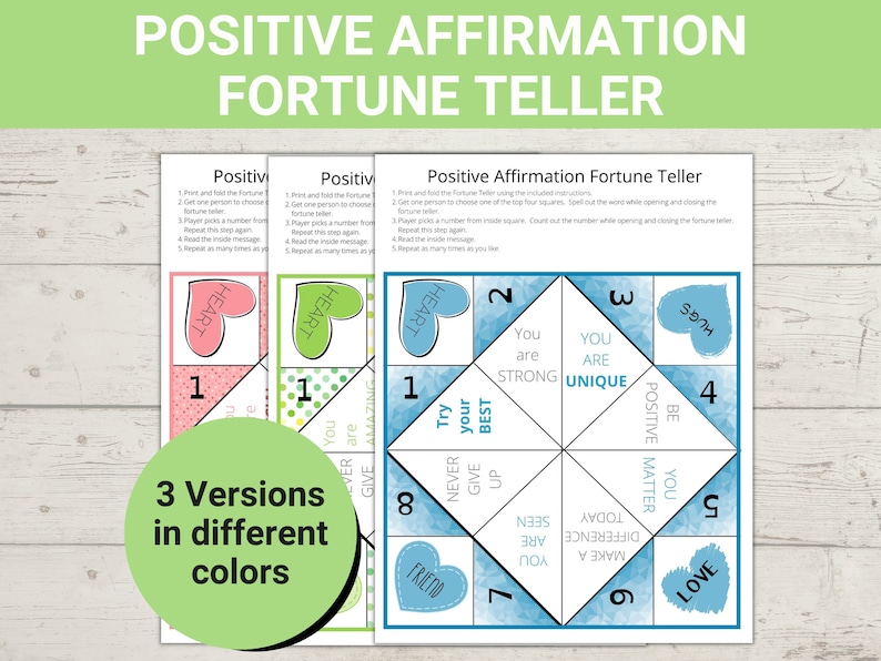 Positive Affirmation Fortune Teller, Affirmation Cards, Cootie Catcher ...