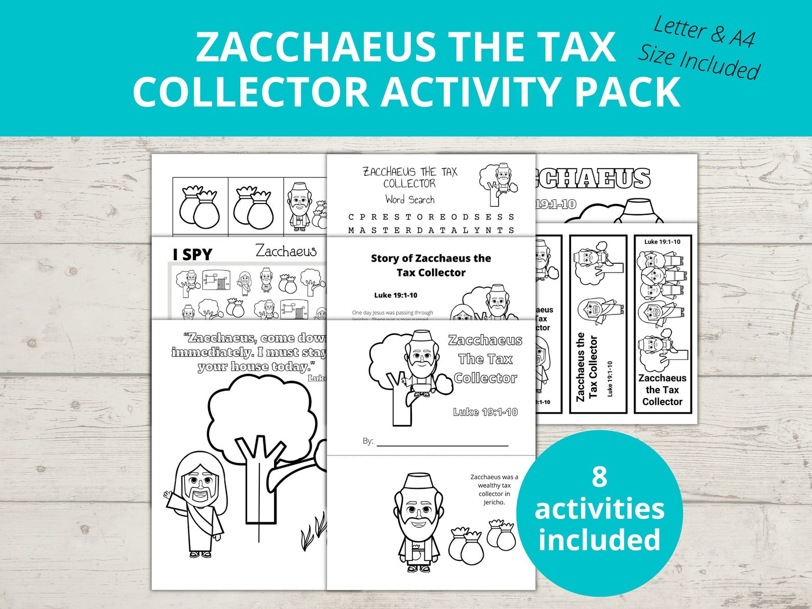 Zacchaeus Printable, Zacchaeus the Tax Collector, Bible Story Crafts ...