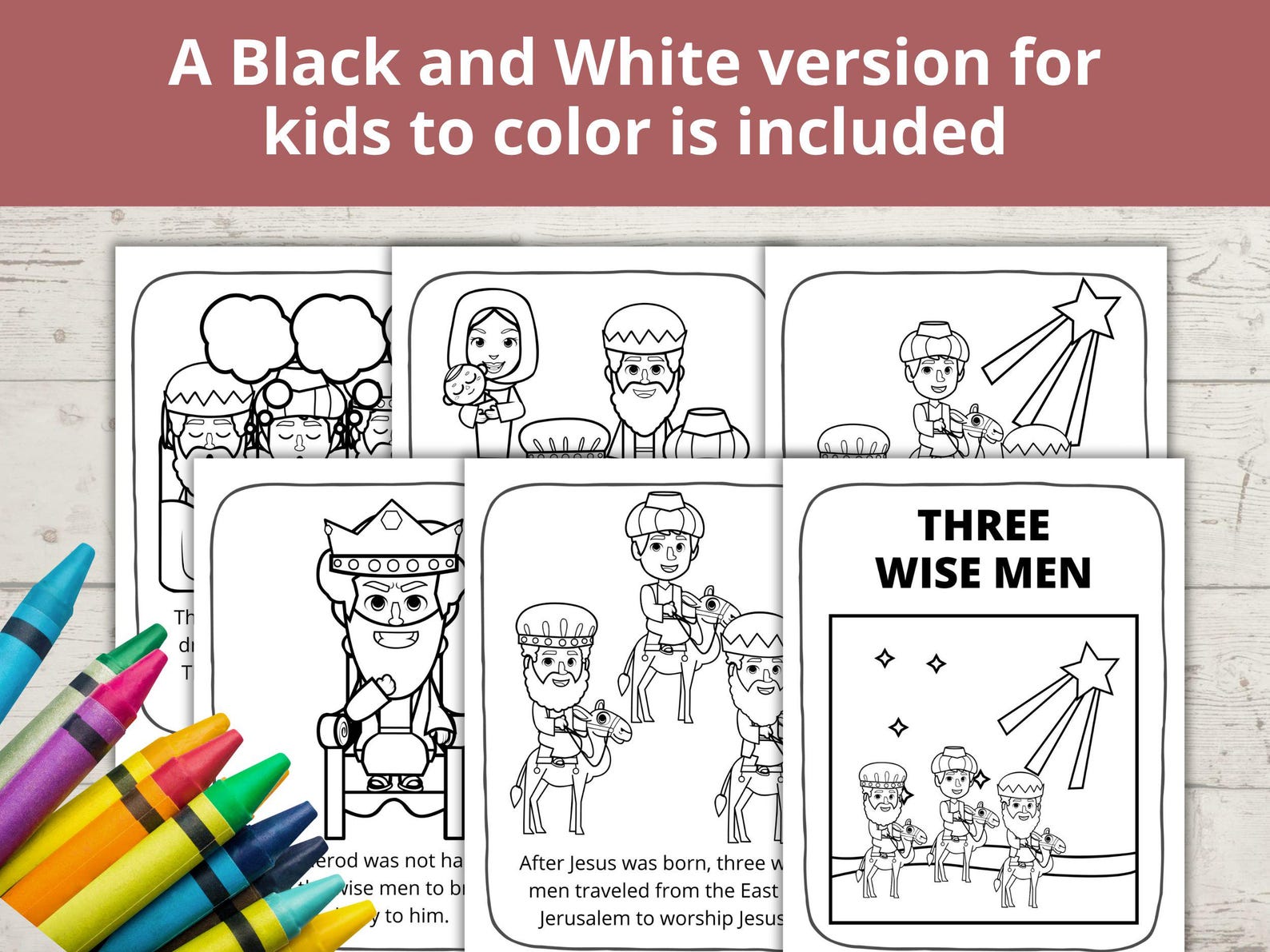 Three Wise Men Posters, Bible Coloring Pages for Kids, Bible Story ...