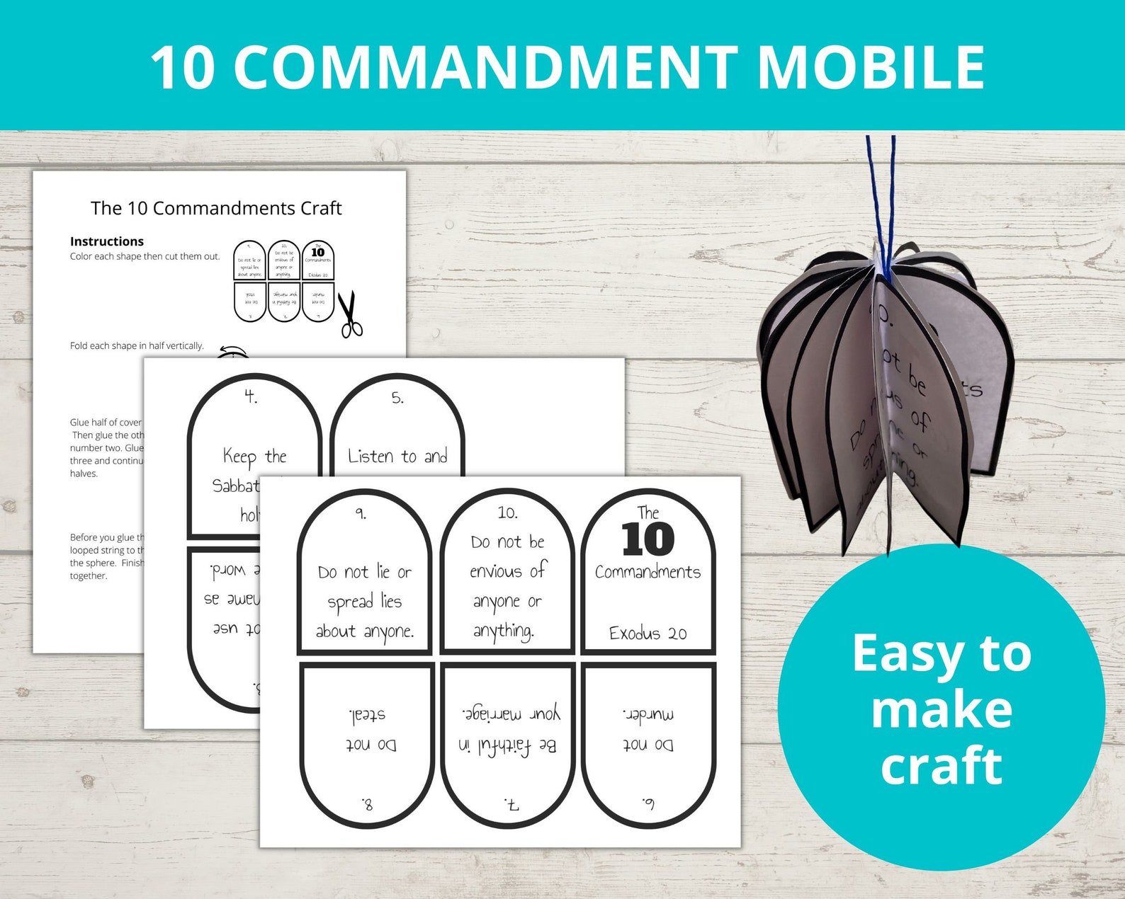 10 Commandments Bible Story Activities Sunday School Craft - Etsy