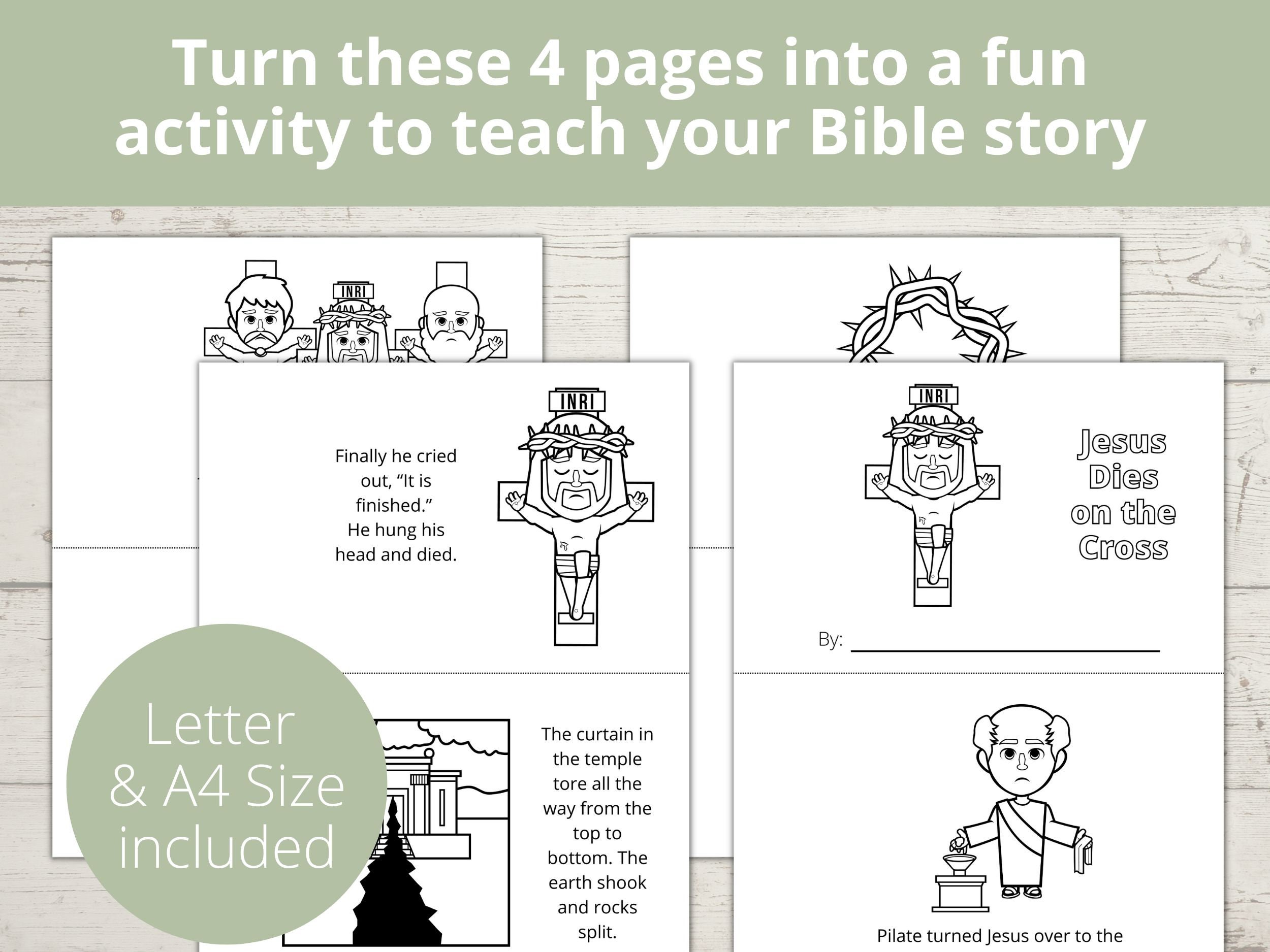 Jesus Dies on Cross, Easter Story Activity, Jesus on the Cross, Story ...