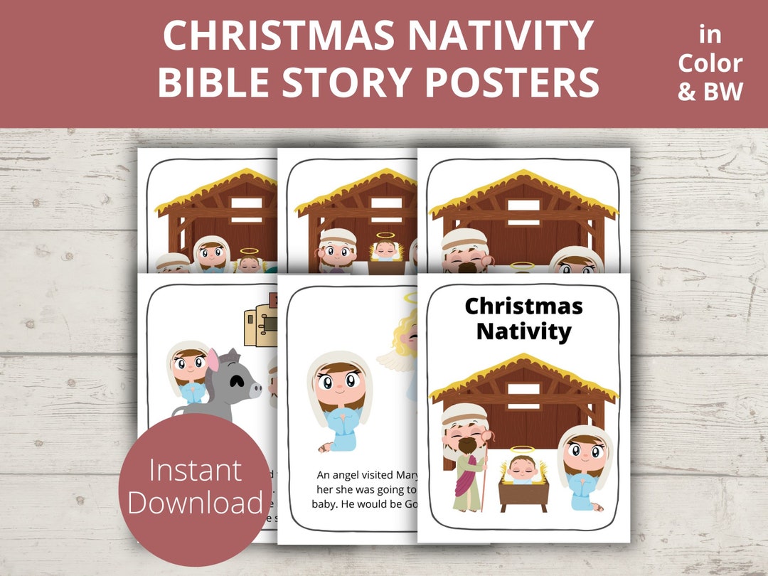 Christmas Story Printable, Birth of Jesus Posters, Christmas Nativity ...
