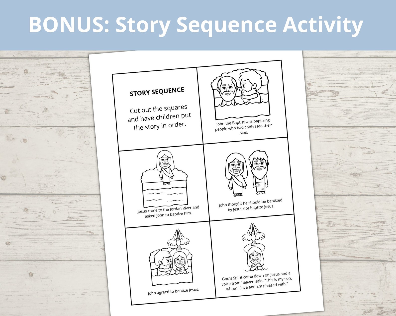 Jesus Baptism, John the Baptist Jesus, Bible Story Printable, Sunday ...