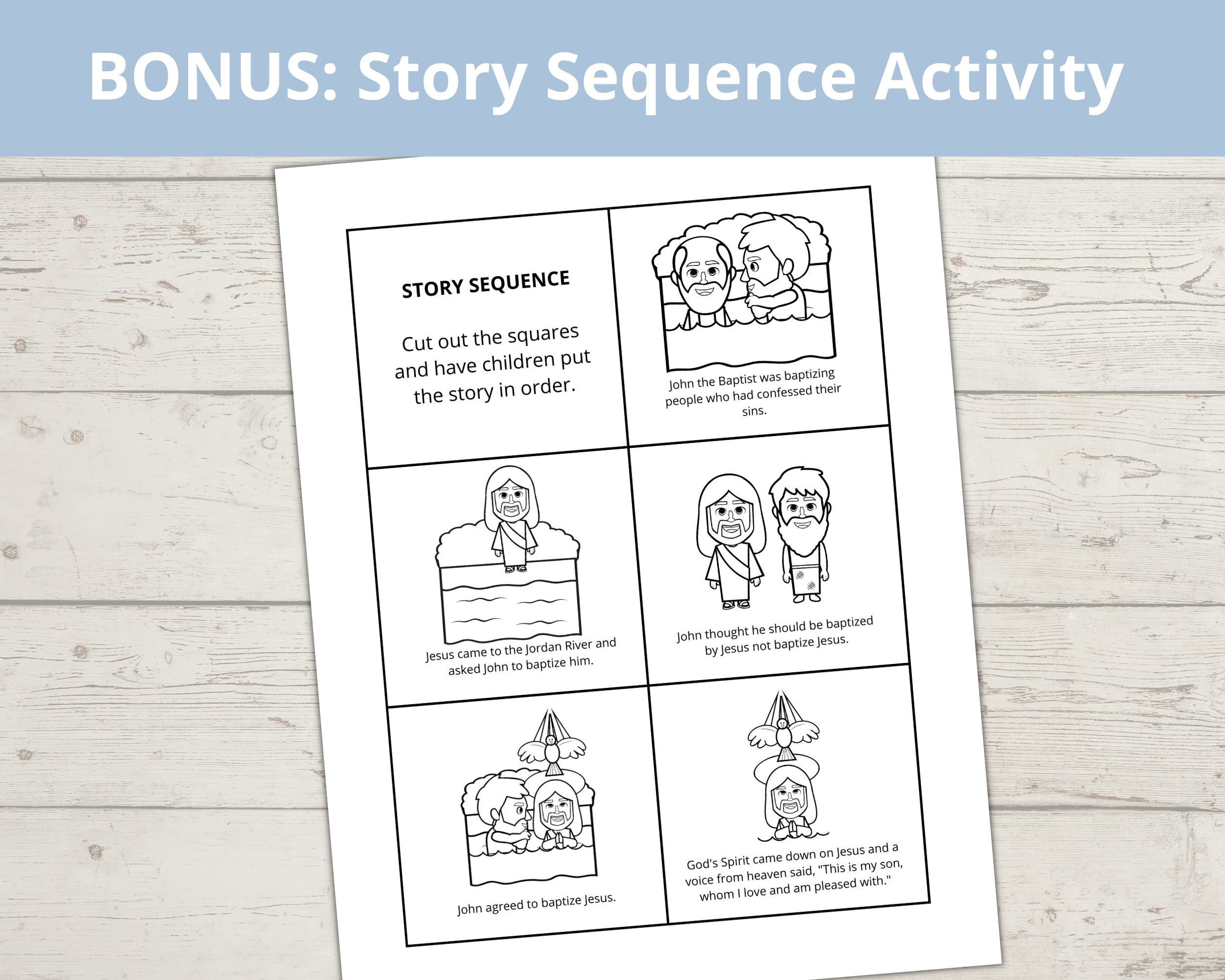 Jesus Baptism, John the Baptist Jesus, Bible Story Printable, Sunday ...