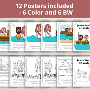 Jesus Walks on Water, Bible Story Poster, Jesus Miracles, Church ...