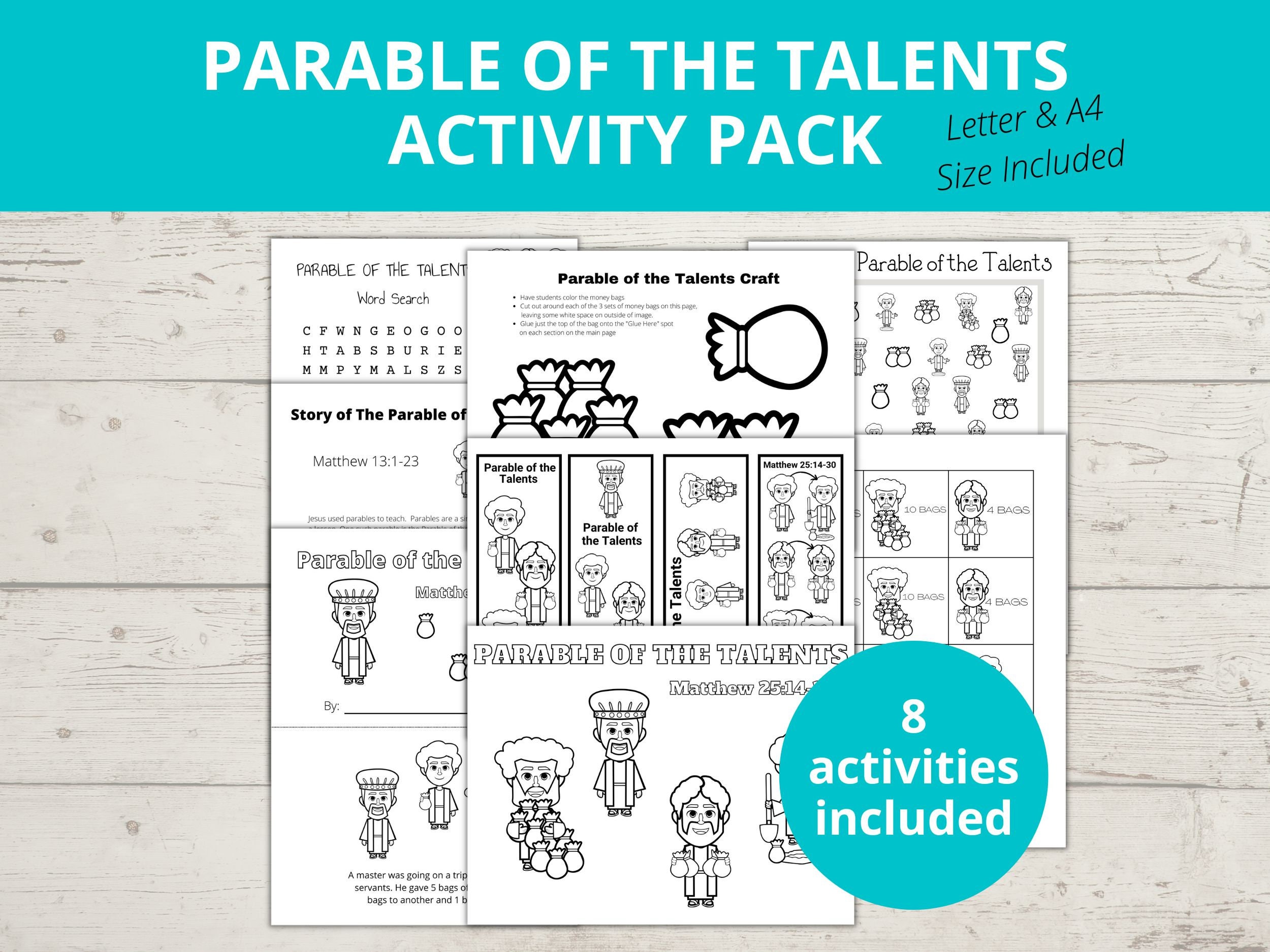 Parable of the Talents, Parables of Jesus, Bible Story Crafts, Sunday ...