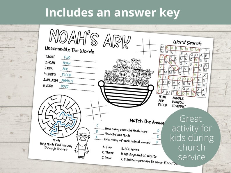 Noahs Ark Activities, Bible Story for Kids, Noahs Ark Craft, Church ...