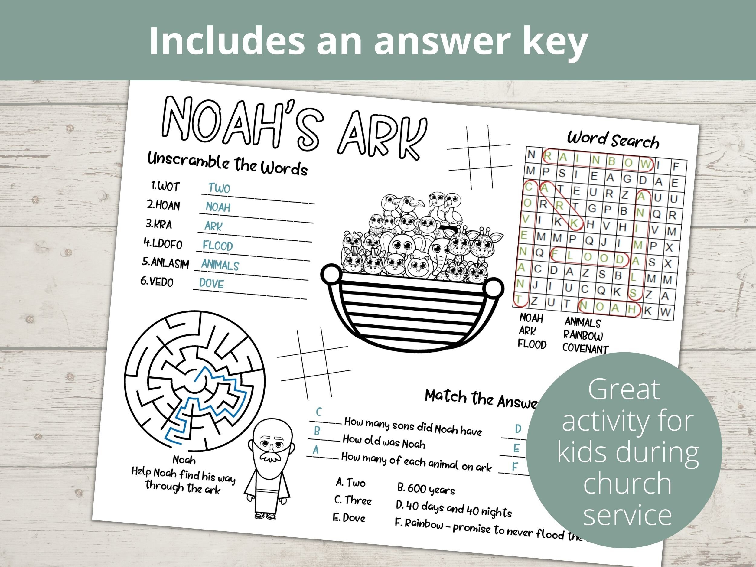 Noahs Ark Activities, Bible Story for Kids, Noahs Ark Craft, Church ...