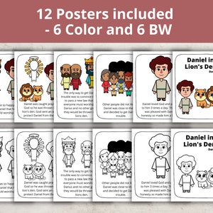 Daniel in the Lions Den, Bible Story Posters, Bible Coloring Pages for ...
