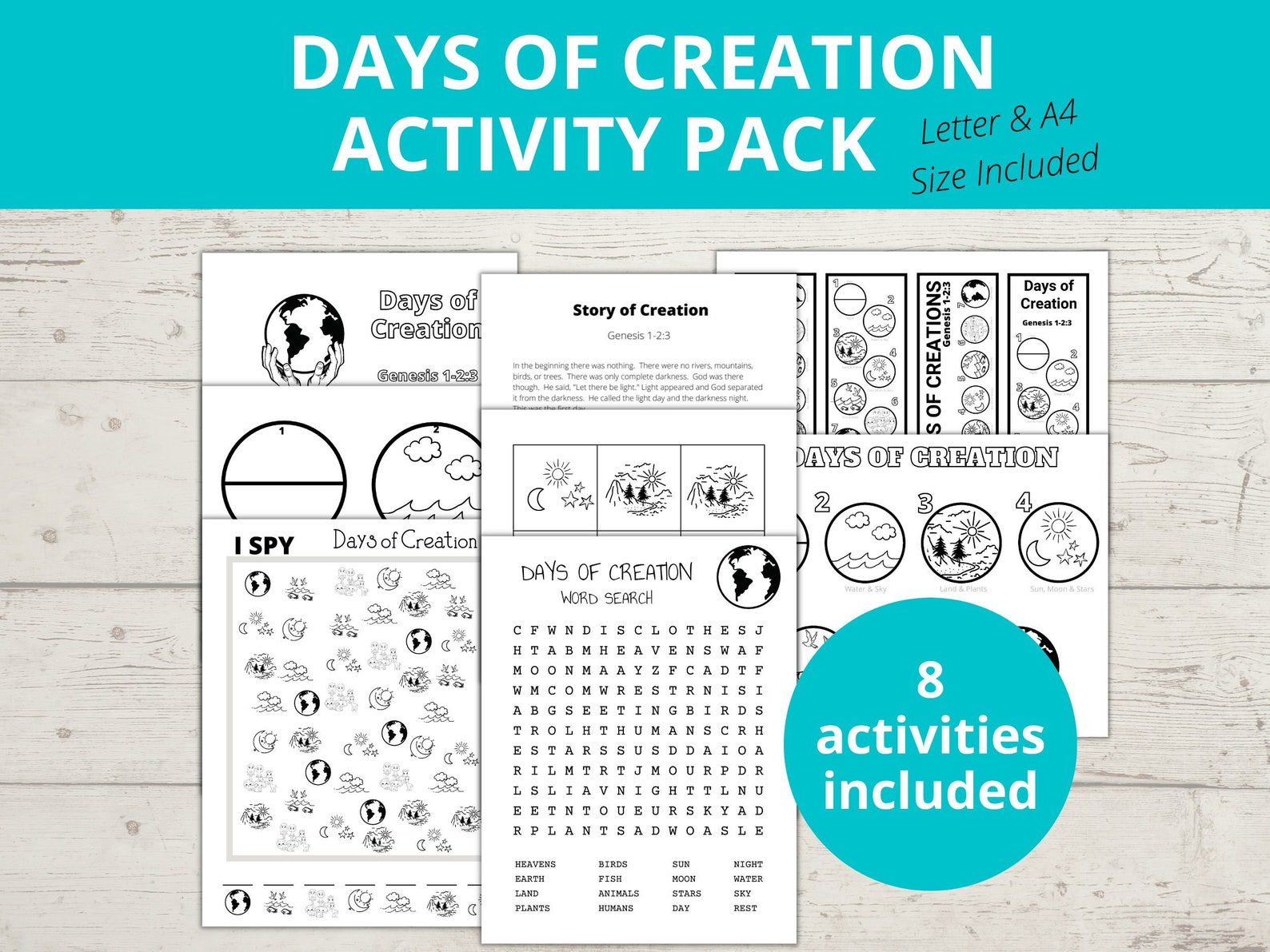 Days of Creation Bible Story Activities, Sunday School Craft, Activity ...