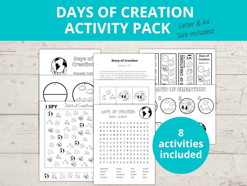 Days of Creation Bible Story Activities, Sunday School Craft, Activity ...