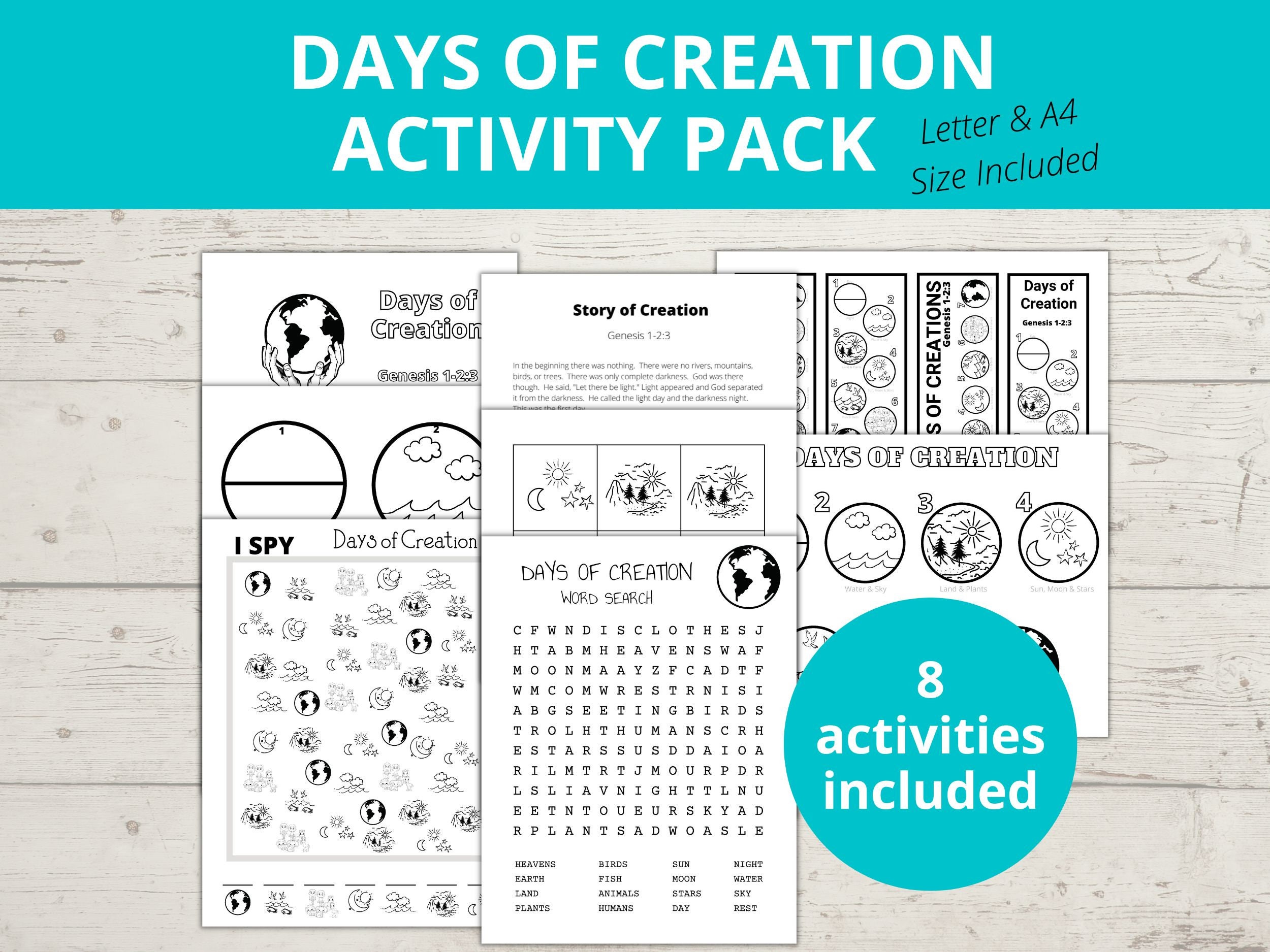 Days of Creation Bible Story Activities, Sunday School Craft, Activity ...