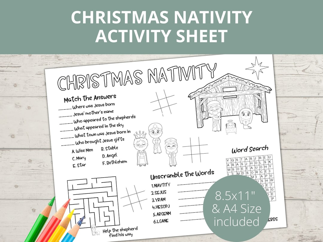 Christmas Nativity for Kids, Church Kids Activity, Bible Activity ...
