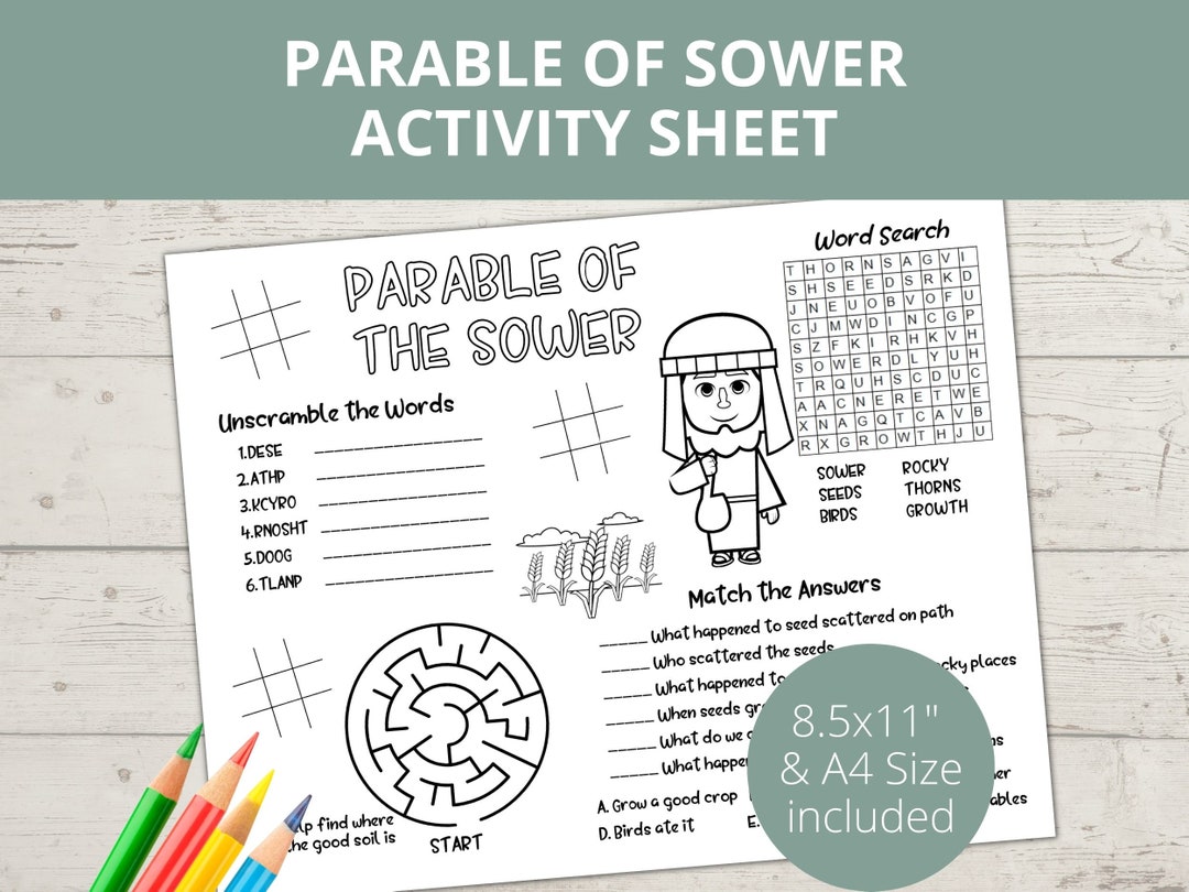Parable of the Sower and the Seeds Printable, Bible Activity, Church ...
