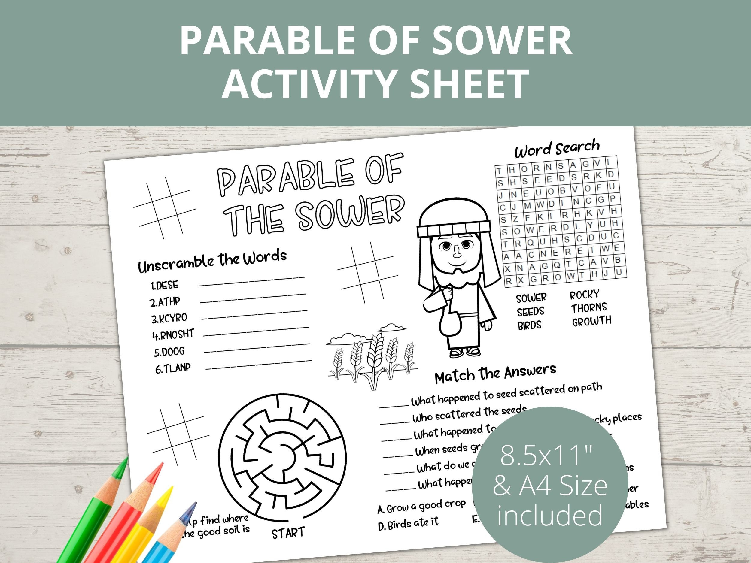 Parable of the Sower and the Seeds Printable, Bible Activity, Church ...
