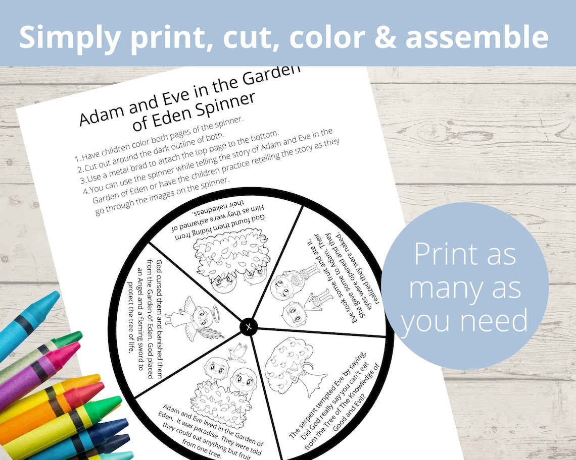 Adam and Eve Sunday School Craft Bible Story Activities for - Etsy