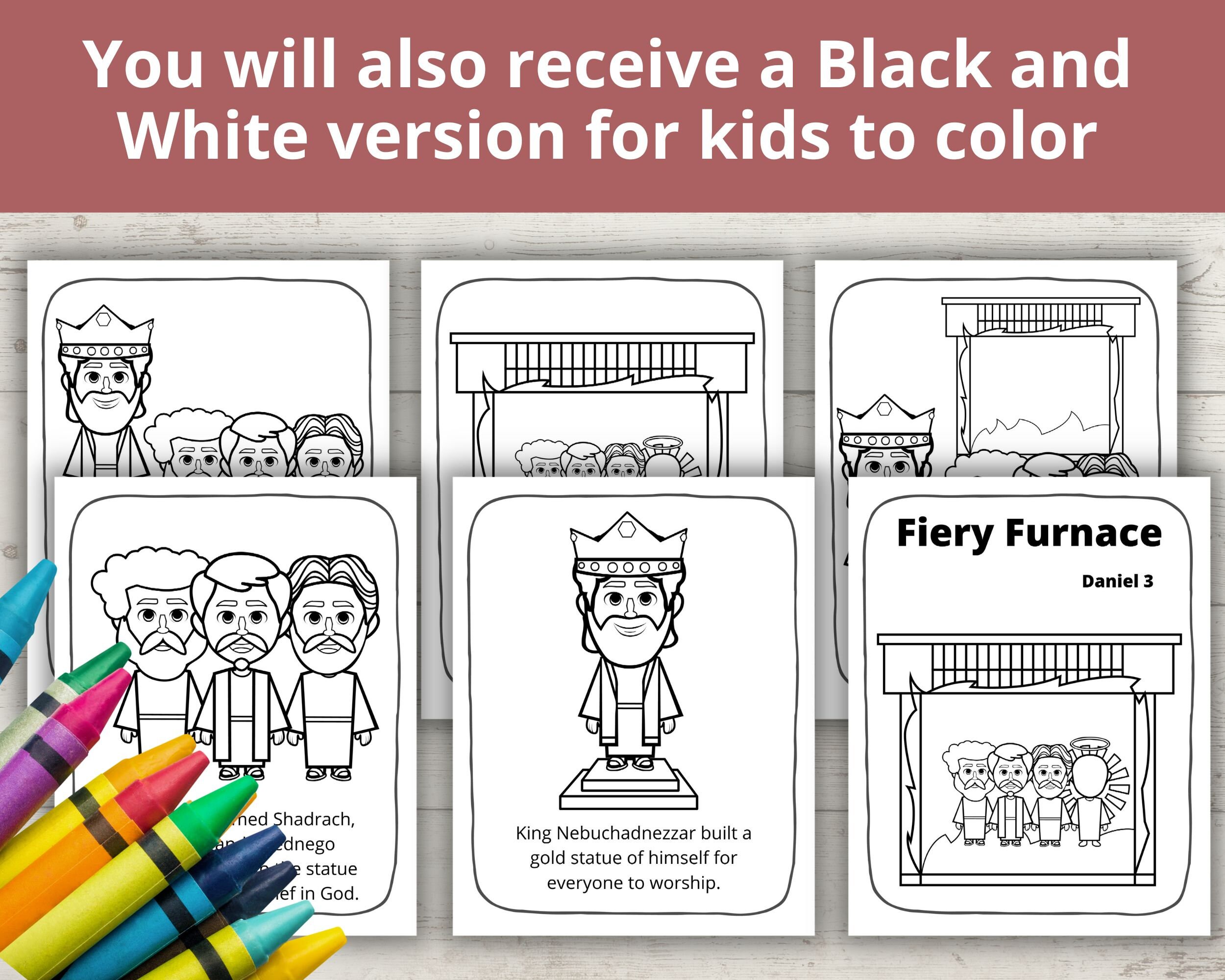 Fiery Furnace, Shadrach Meshach and Abednego Craft, Bible Story Poster ...