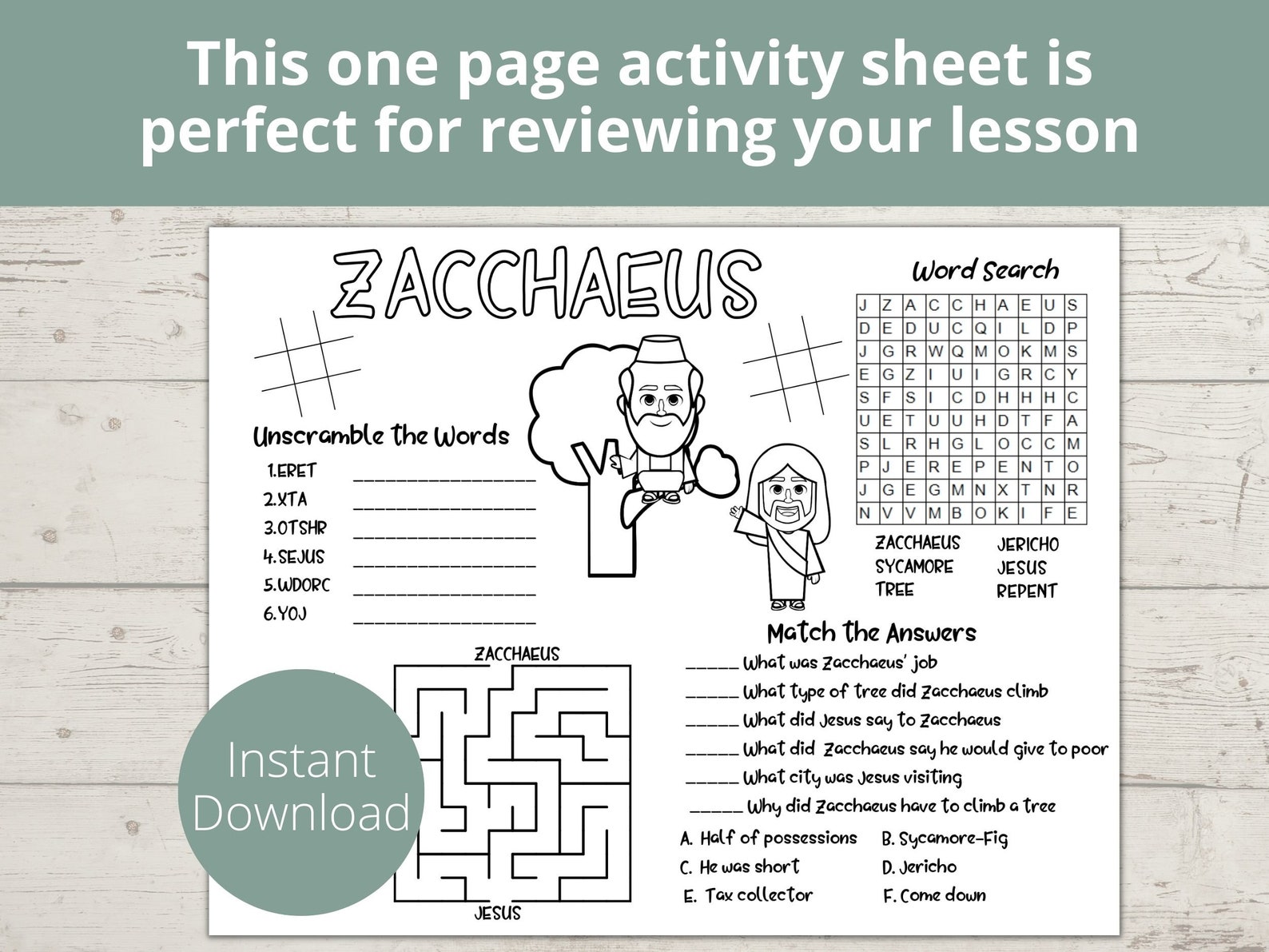 Zacchaeus Craft, Church Kids Activity, Jesus and Zacchaeus, Activity ...