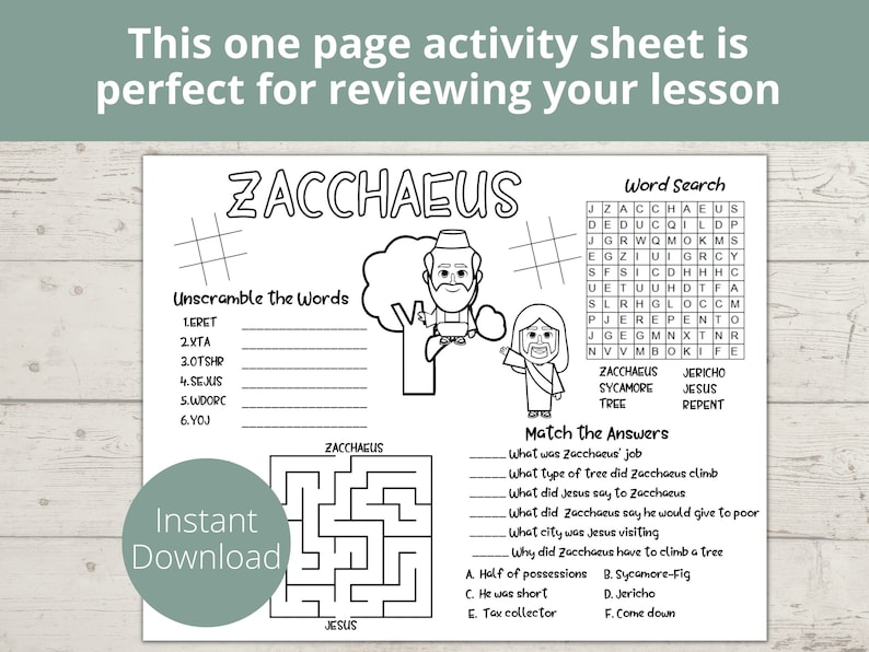 Zacchaeus Craft, Church Kids Activity, Jesus and Zacchaeus, Activity ...