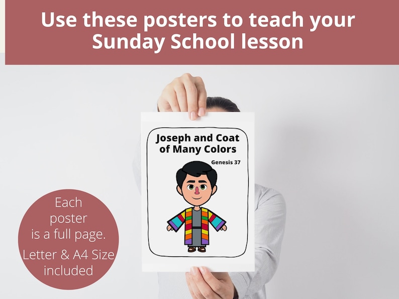 Joseph Coat of Many Colors, Bible Story Poster, Morning Basket, Church ...