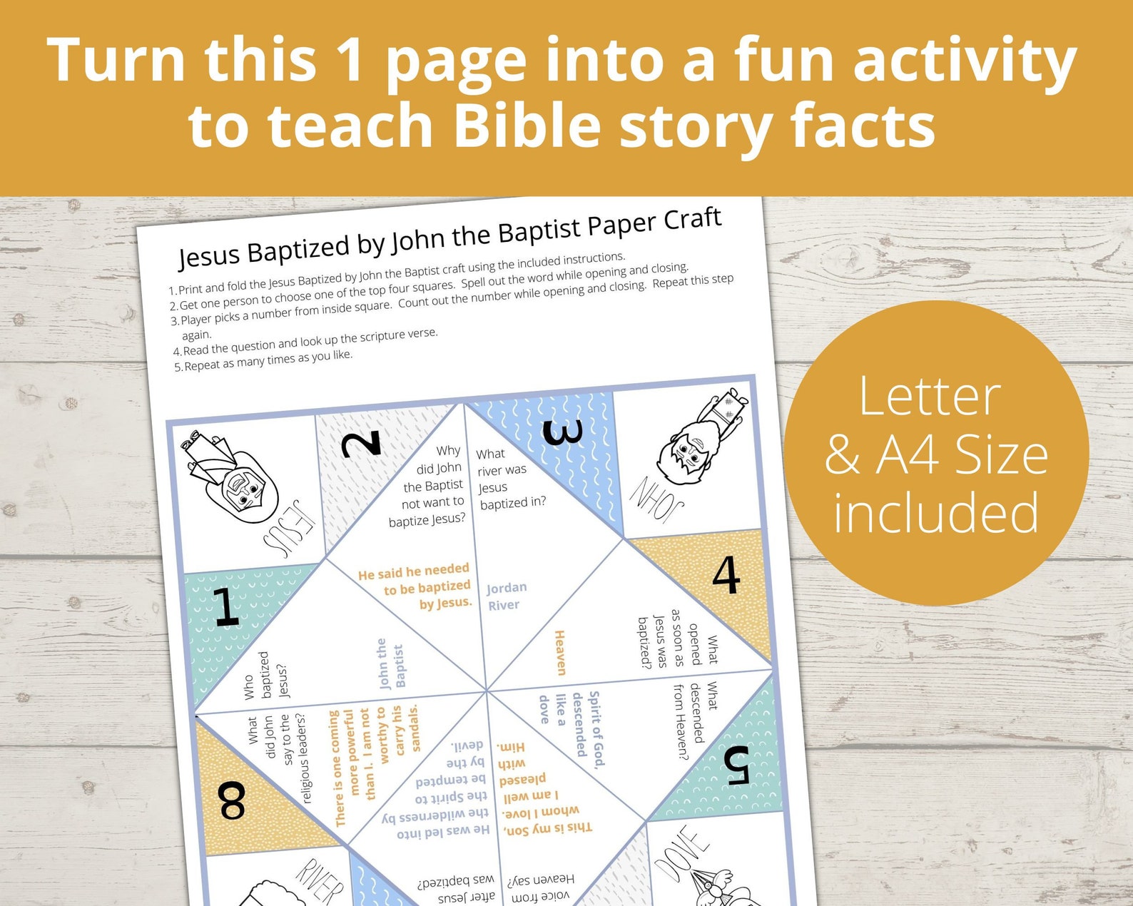 Baptism of Jesus Craft, Jesus Baptized, Fortune Teller, Cootie Catcher ...