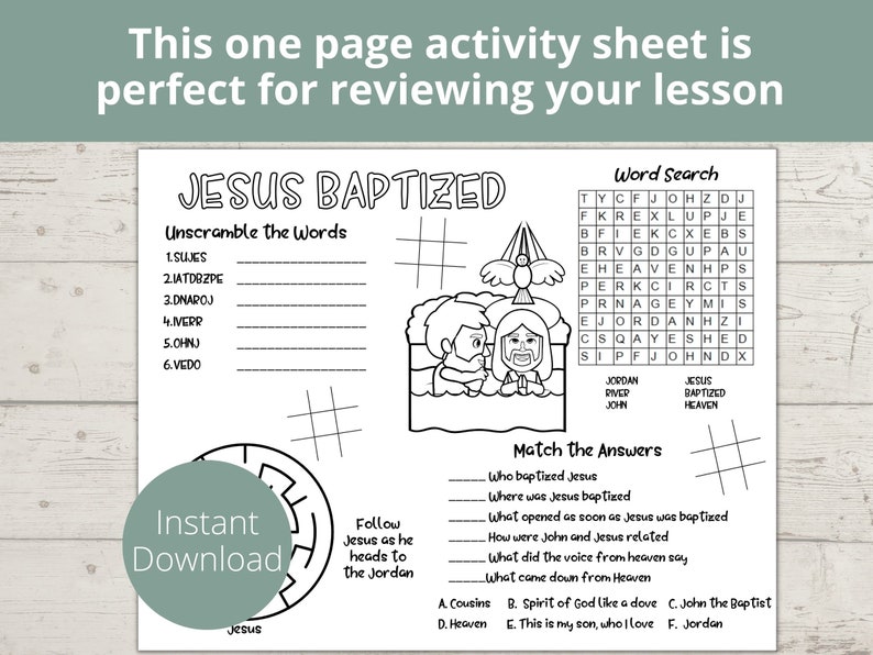 Jesus Baptism Craft, Bible Activity, John the Baptist, Church Kids ...