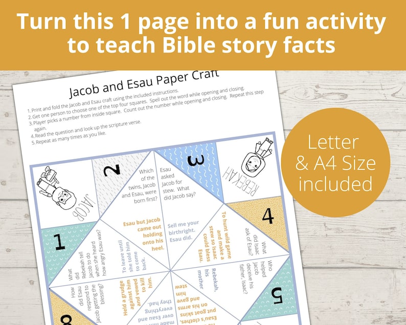 Jacob and Esau Craft, Fortune Teller, Cootie Catcher, Sunday School ...