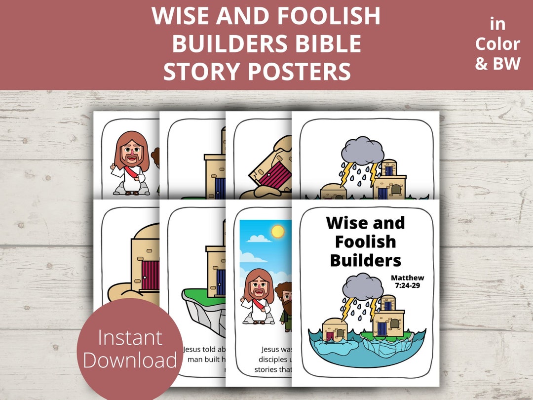 Wise and Foolish Builder, Bible Story Poster, Build Your House on the ...