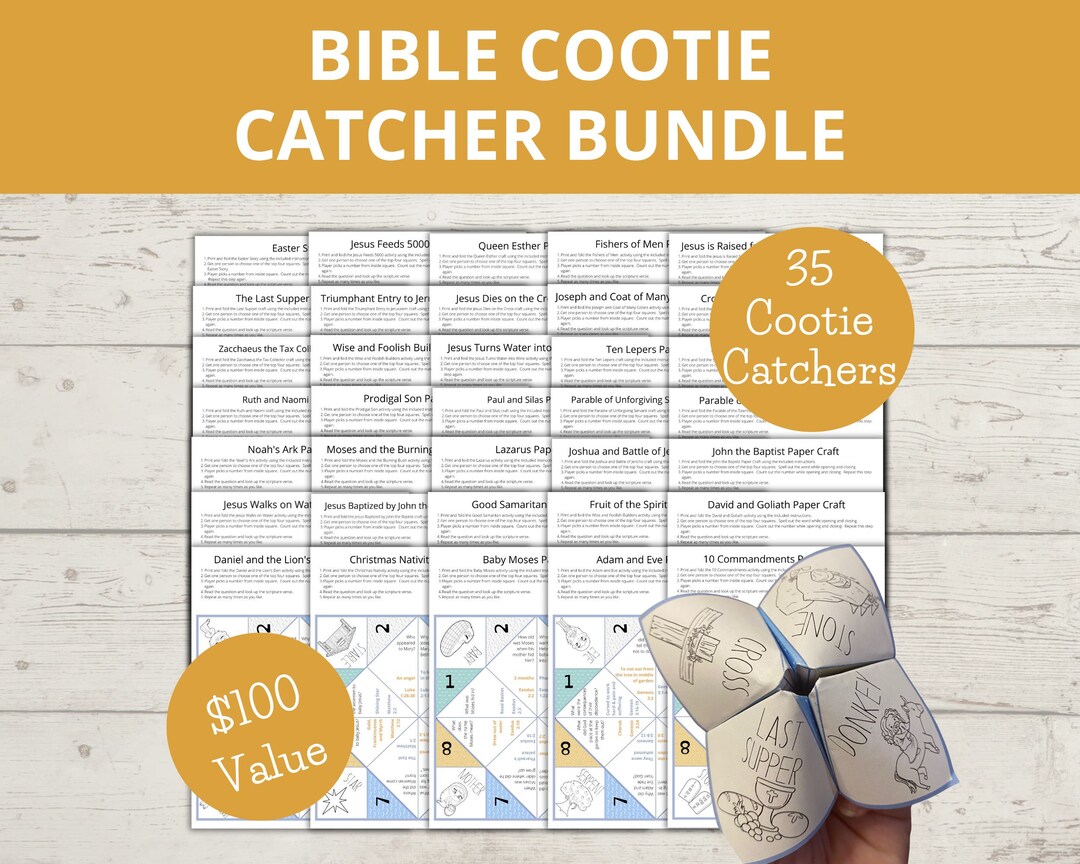 Bible Cootie Catcher Bundler, Fortune Teller, Sunday School Activity ...