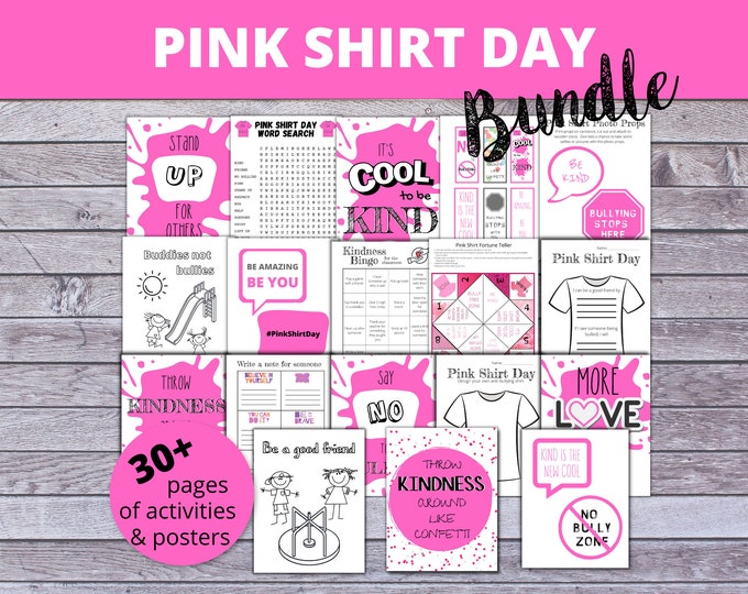 Pink Shirt Day, Kindness Poster, Classroom Decor Printable, Pink Shirt ...