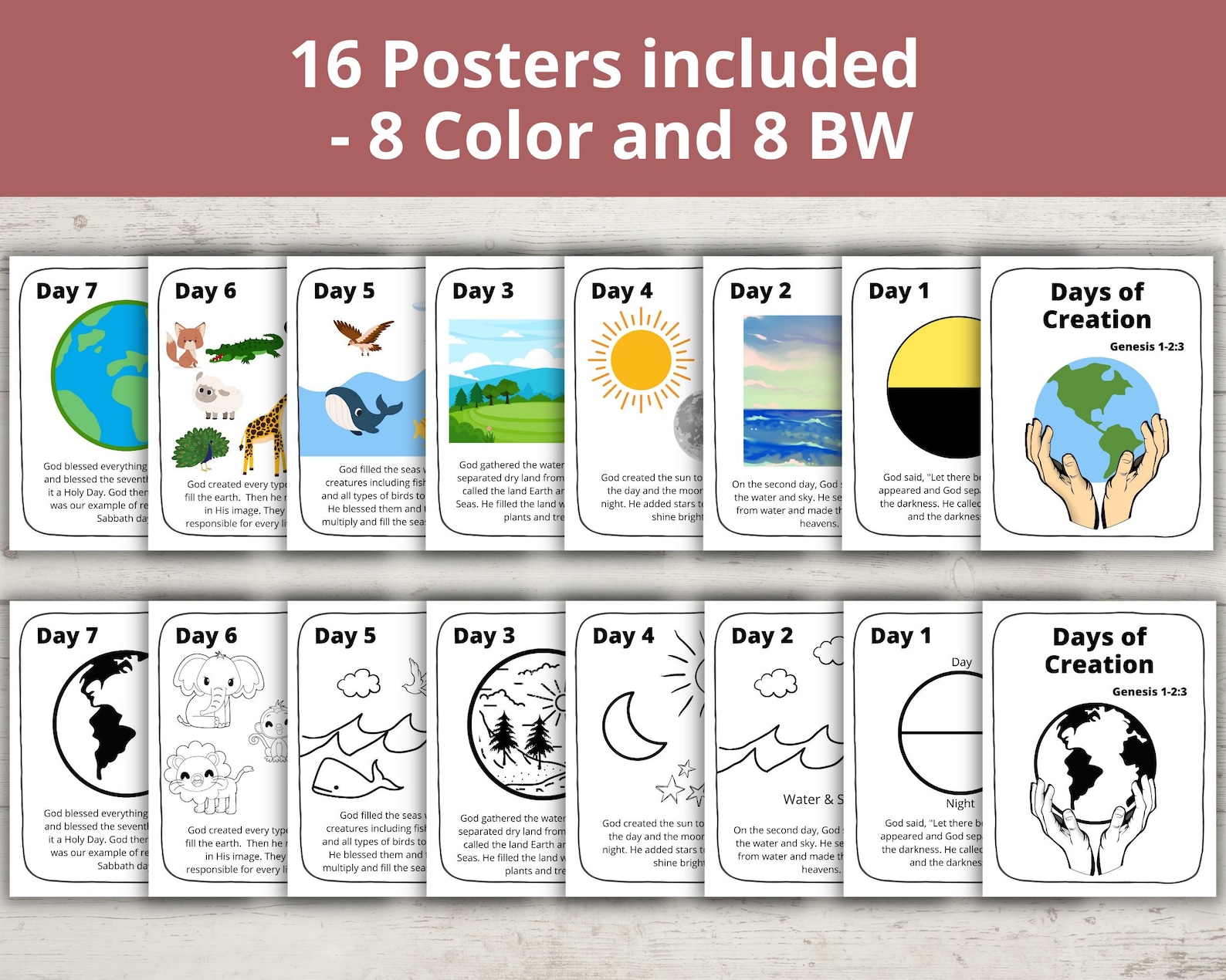 Days of Creation Printable, God Created, Bible Story Poster, Bible ...