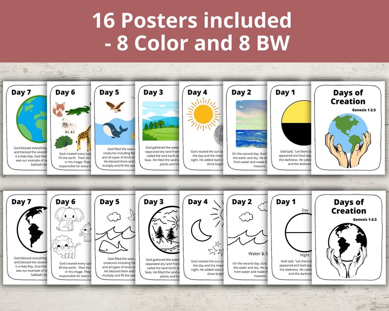 Days of Creation Printable, God Created, Bible Story Poster, Bible ...