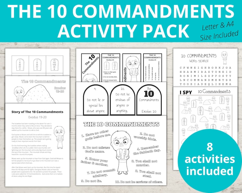 10 Commandments Bible Story Activities Sunday School Craft - Etsy