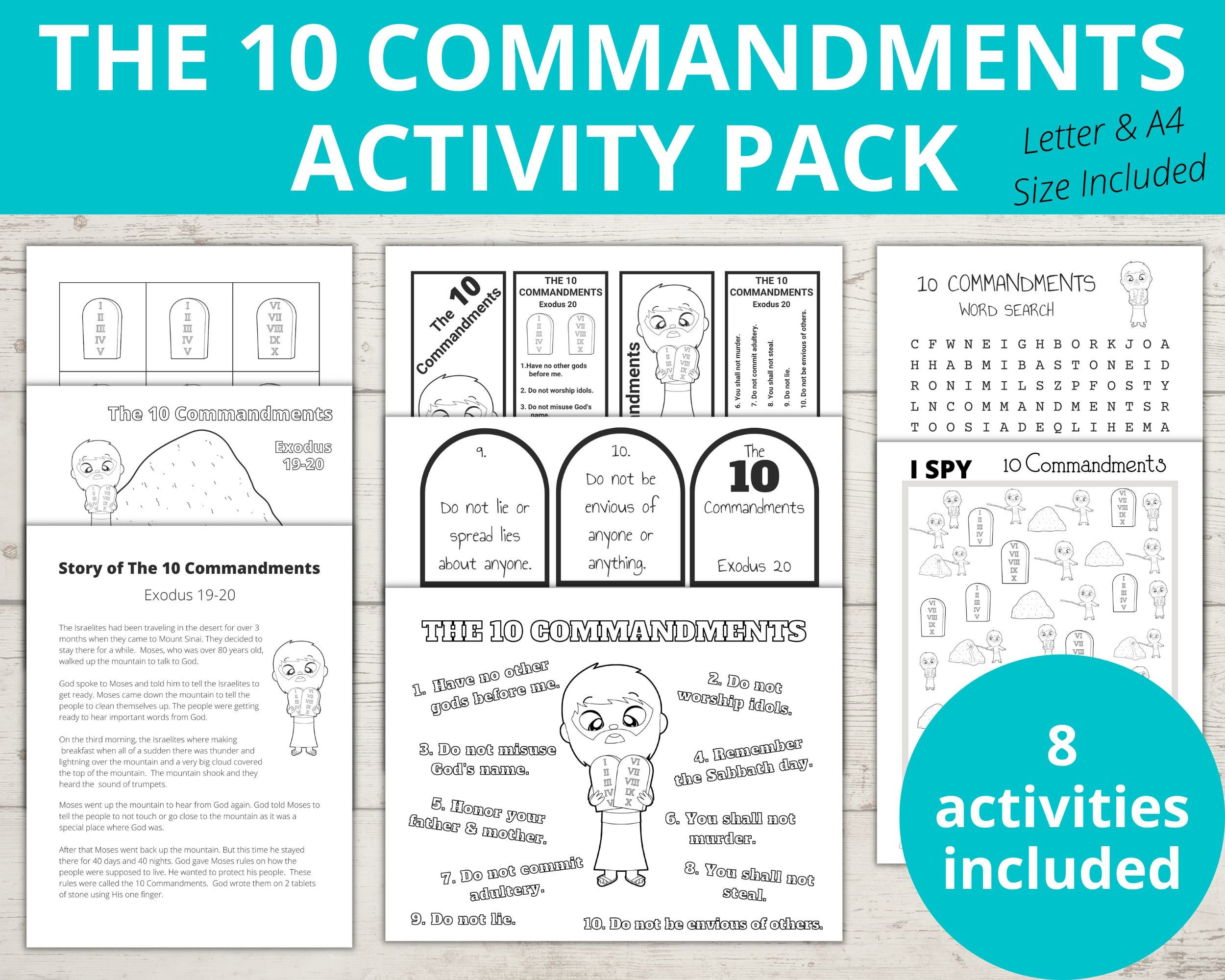 10 Commandments Bible Story Activities Sunday School Craft - Etsy Australia