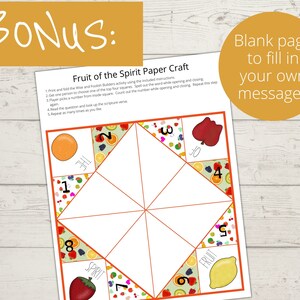 Fruit of the Spirit Printable, Fruit of the Spirit for Kids, Fortune ...