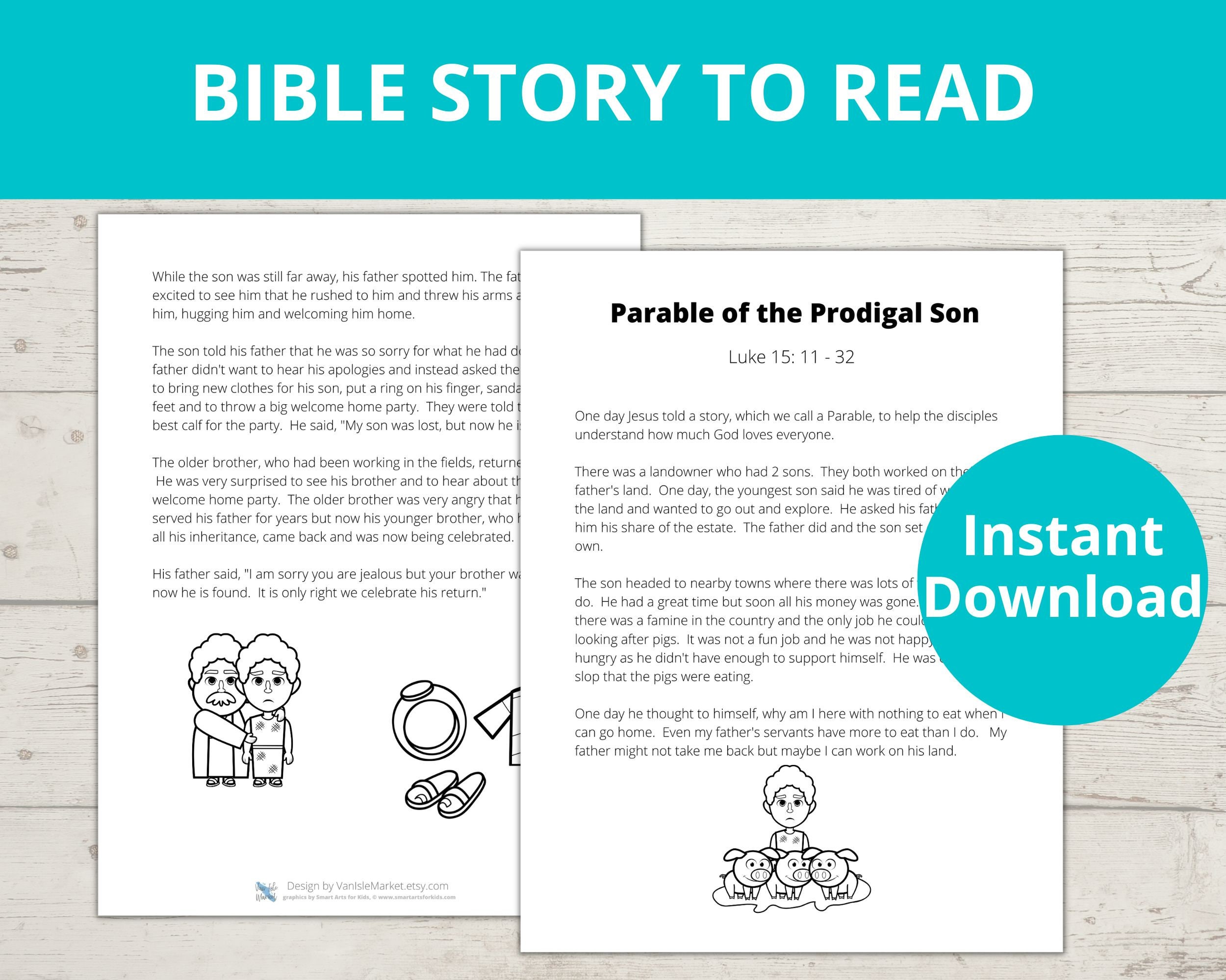Prodigal Son Bible Story Activities, Sunday School Craft, Activity Pack ...