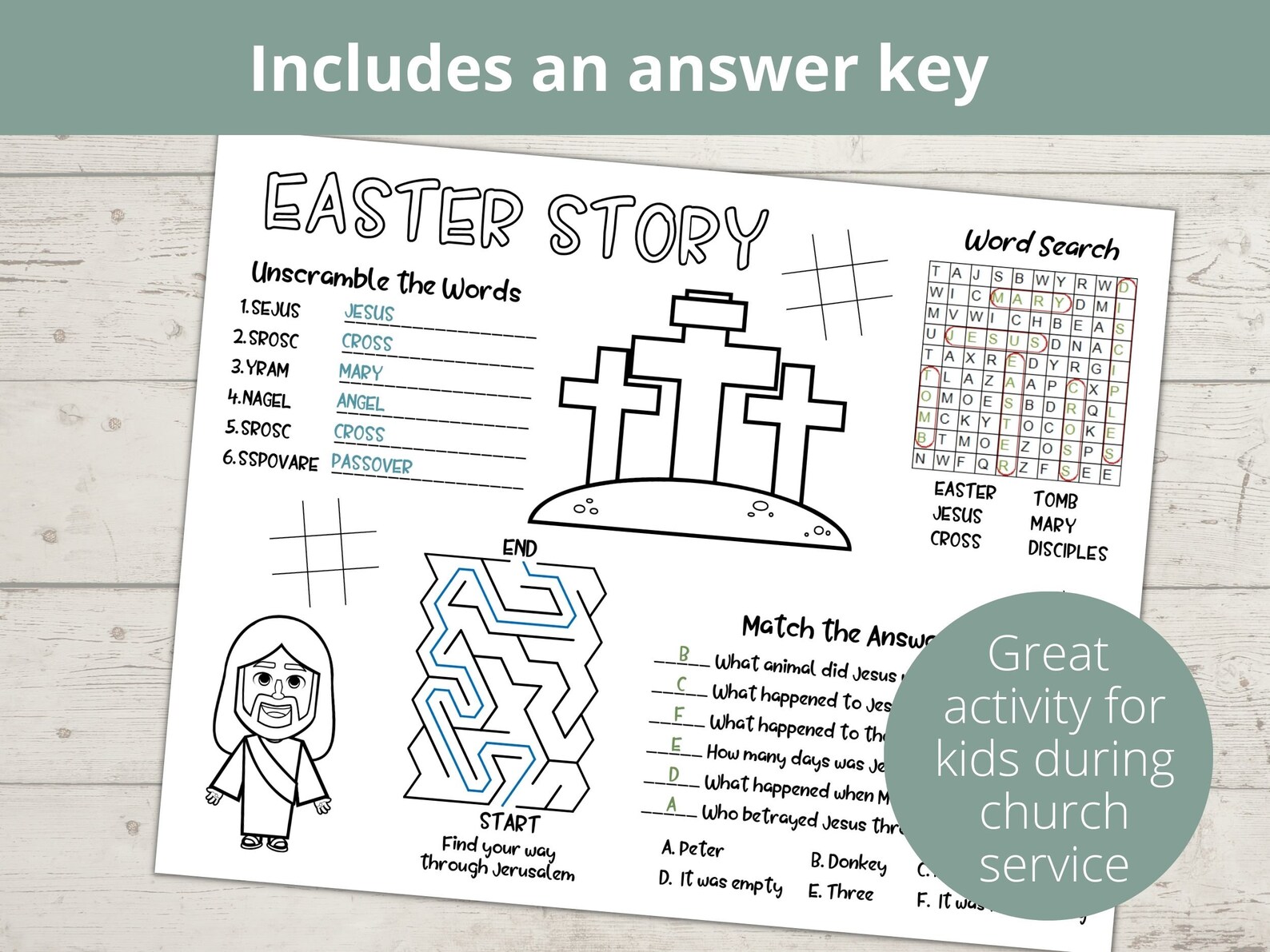 Holy Week Activities for Kids, Bible Activity, the Easter Story, Church ...