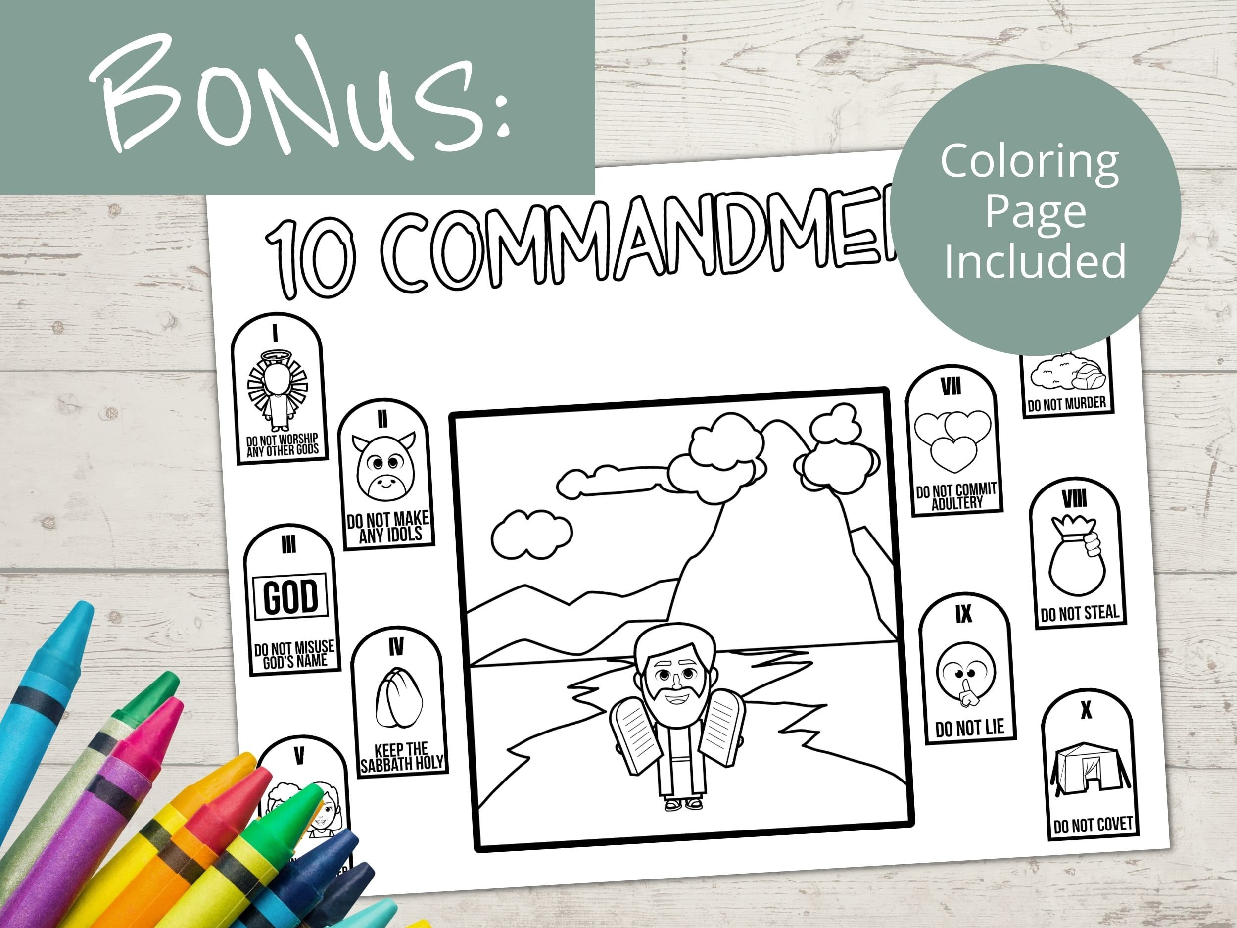 10 Commandments Craft, Moses Coloring, Bible Activity, Church Kids ...