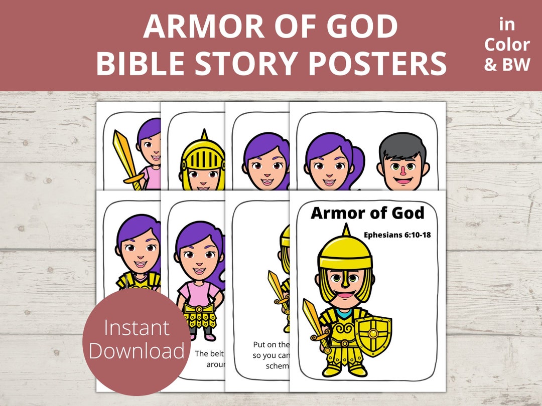 Armor of God Posters, Printable Bible Stories, Bible Coloring Pages for ...