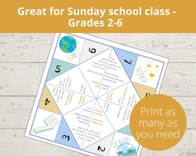 Days of Creation Bible Story Activity, Sunday School Craft, Genesis 1 ...